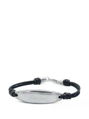 Saint Laurent Cord Bracelet In Leather And Metal - Silver