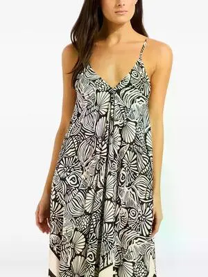 Seafolly Shell Print Handkerchief Hem Midi Dress
