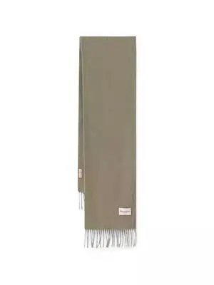 Marc O'polo Fringed Logo-patch Scarf - Green