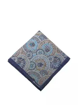 Kiton Paisley-print Silk Handkerchief - Blue