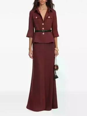 SELF-PORTRAIT Belted Peplum-waist Maxi Dress