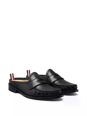 Thom Browne Box Calf-leather Pleated Varsity Loafer Mules