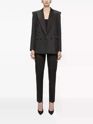 NISSA Pinstripe Contrast-lapel Double-breasted Blazer