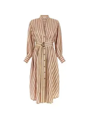 Zimmermann Valiant Tuck Striped Midi Dress