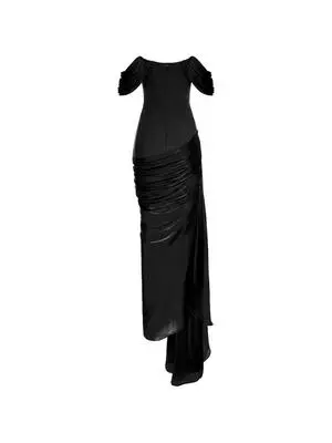 V:PM ATELIER Fatima Off-the-shoulder Draped Maxi Dress