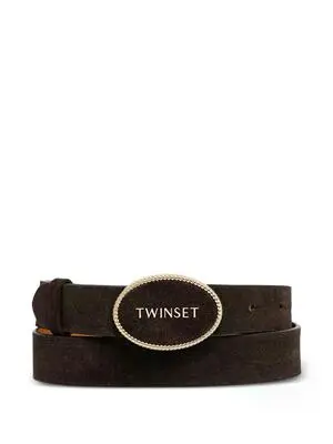 TWINSET Logo Plaque Suede Belt - Brown
