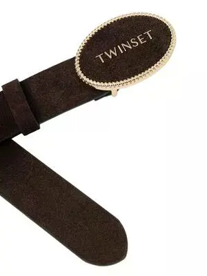 TWINSET Logo Plaque Suede Belt