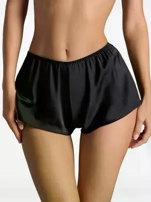 SCANDALE Dédicace Embroidered Satin Shorts - Black