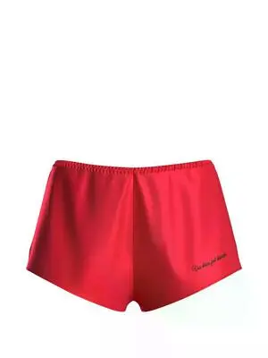 SCANDALE Embroidered Satin Shorts - Red