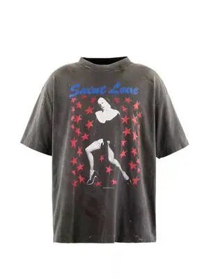 SAINT MXXXXXX Graphic-print Distressed T-shirt