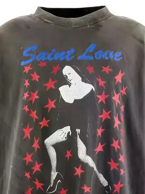 SAINT MXXXXXX Graphic-print Distressed T-shirt