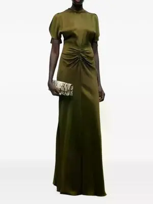 Victoria Beckham Gathered-waist Flared-hem Maxi Dress