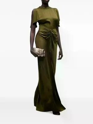 Victoria Beckham Gathered-waist Flared-hem Maxi Dress