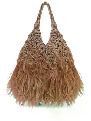 HIBOURAMA Vannifique Feather-trim Shoulder Bag