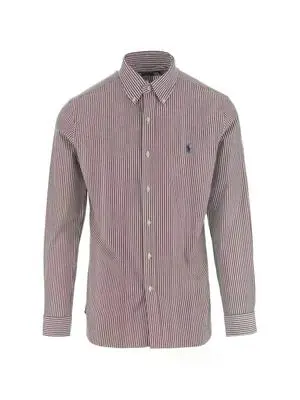 Polo Ralph Lauren Custom Fit Striped Stretch Poplin Shirt - Red