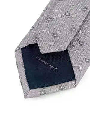 Michael Kors Herringbone-pattern Floral-jacquard Tie