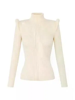 Elisabetta Franchi Knit Turtleneck Top With 3d Details