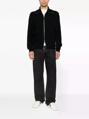 ZANONE Ribbed-knit Zip-up Cardigan - Black