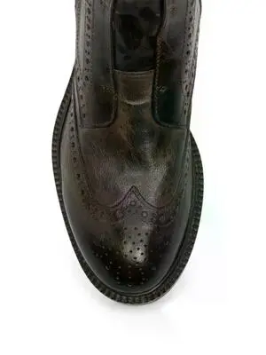 LEQARANT Brogue Detail Leather Ankle Boots