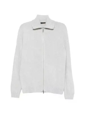 ZANONE Zip-up Ribbed-collar Cardigan - Grey