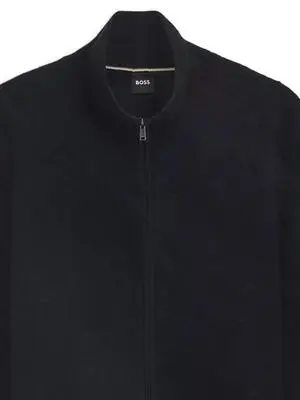 BOSS Zip-up Cotton Sweater With Textured Finish