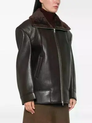 THE FRANKIE SHOP Shearling-collar Faux-leather Jacket