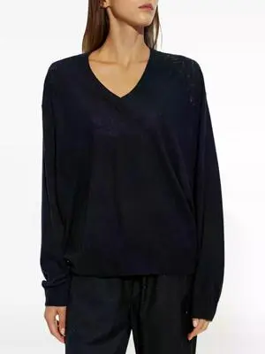 Zadig&Voltaire Embellished Cashmere V-neck Sweater - Blue