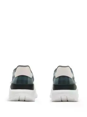 Burberry Check And Leather Lace-up Sneakers