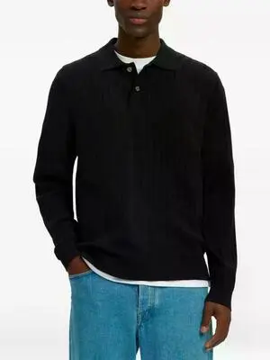 SELECTED Ribbed-knit Polo Sweater