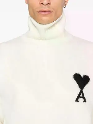 AMI Paris De Coeur Roll-neck Wool Sweater