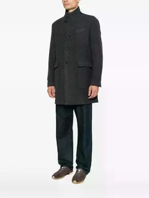 FAY Herringbone-weave Hook-fastening Coat