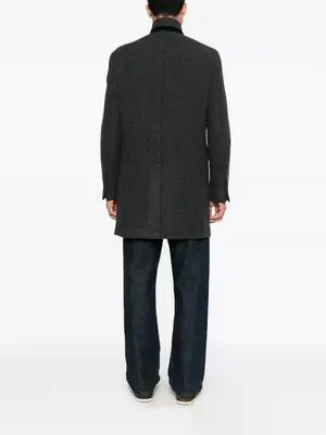 FAY Herringbone-weave Hook-fastening Coat