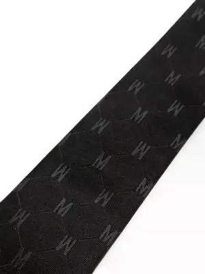 Moschino Logo-jacquard Silk Tie - Black
