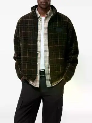 Burberry Check Wool Cashmere Blend Fleece Jacket
