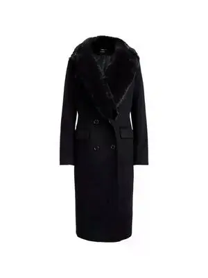 Ralph Lauren Double-breasted Faux Fur Trim Coat