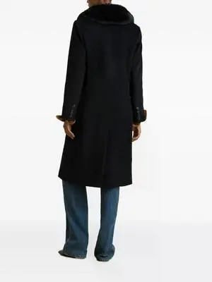 Ralph Lauren Double-breasted Faux Fur Trim Coat