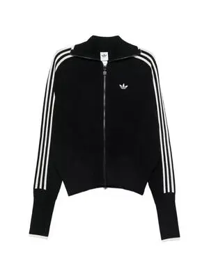 Adidas Firebirdside-stripe Trefoil-logo Cardigan - Black
