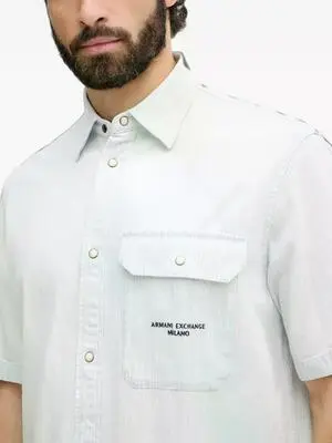 Armani Exchange Pinstripe-pattern Short-sleeve Shirt