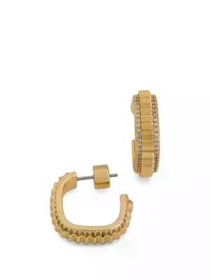 Michael Kors Crystal-embellished Fluted Hoop Earrings - Gold