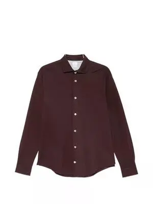 Eleventy Pique-knit Long-sleeve Shirt - Brown