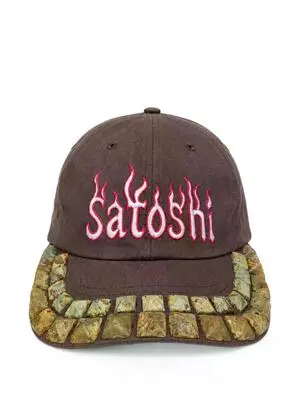 SATOSHI NAKAMOTO Logo Embroidered Studded Baseball Cap