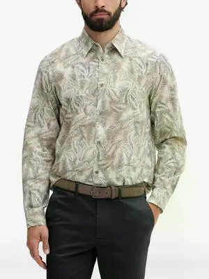 Armani Exchange Leaf-print Long-sleeved Shirt - Neutrals