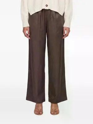 Loulou De Saison Alera Satin Wide-leg Trousers - Brown
