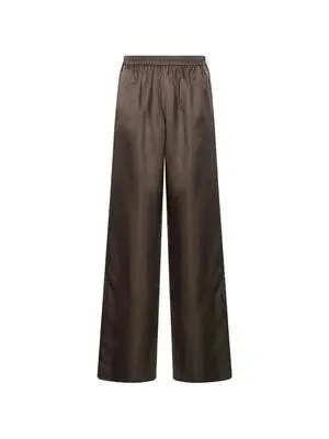 Loulou De Saison Alera Satin Wide-leg Trousers - Brown