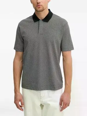 Armani Exchange Geometric-print Polo Shirt - Black