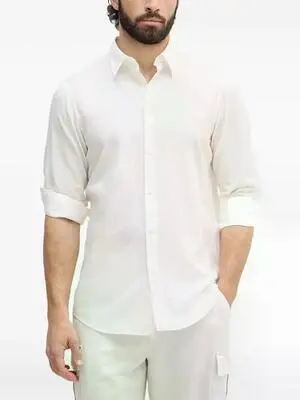 Armani Exchange Logo-embroidered Long-sleeve Shirt - White