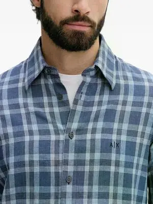 Armani Exchange Check-pattern Logo-embroidered Shirt