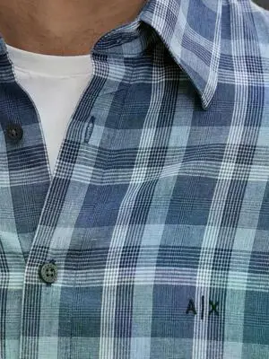 Armani Exchange Check-pattern Logo-embroidered Shirt