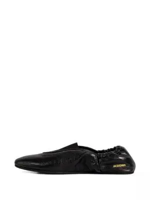 Jacquemus Leather Elasticated Ballet Flats - Black