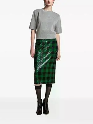 Essentiel Antwerp Sequin-embellished Checked Midi Skirt